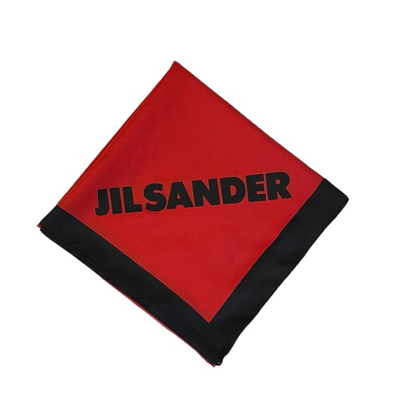 Jil Sander | Accessories | Jil Sander Red Black Spell Out Large Square ...